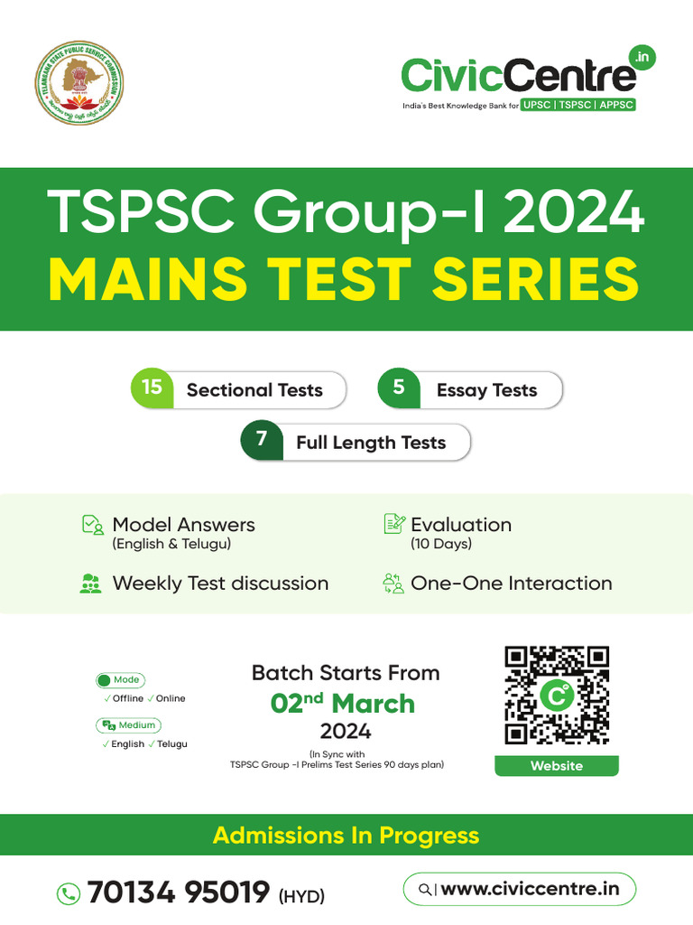 TSPSC Group-I Mains Test Series 2024 | PDF | Science | Data