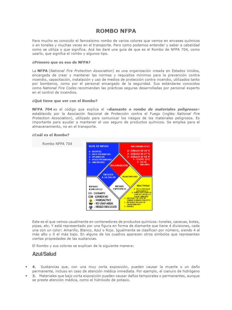 Rombo Nfpa | Descargar gratis PDF | Agua | Química