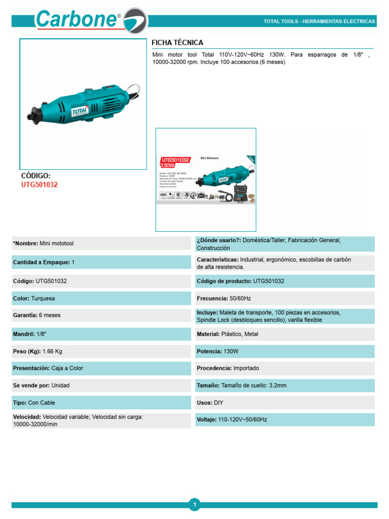 Ficha Tecnica Utg501032 Mini Mo | PDF