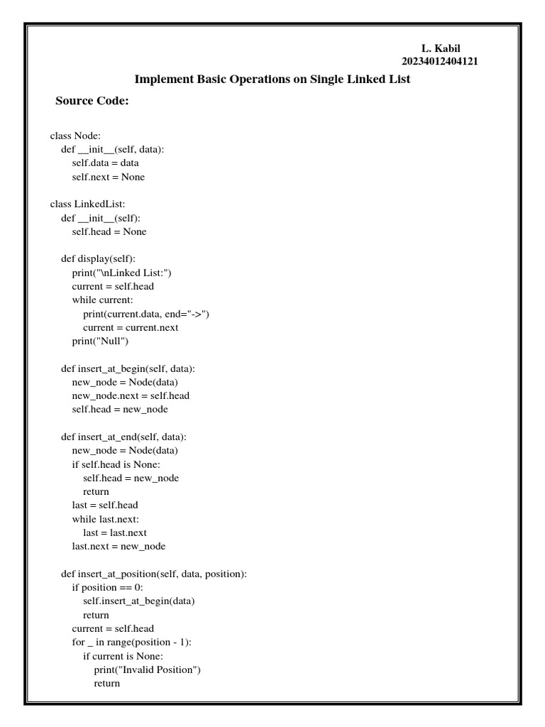 Linked List Operations Guide | PDF | Computer Data | Cybernetics