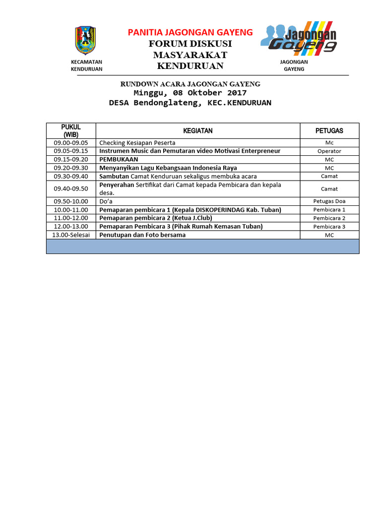 Rundown Acara | PDF