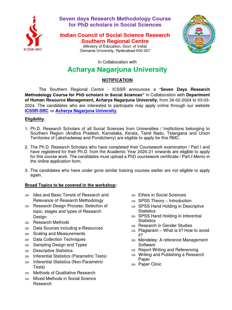 Research Methodology Course for PhD Scholars | PDF | Social Sciences ...