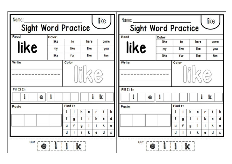 Sight Word LIKE | PDF