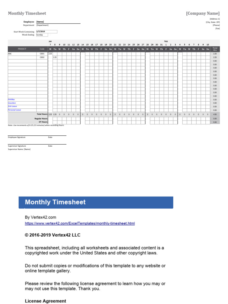 Monthly Timesheet | PDF | Copyright Law | Business Law