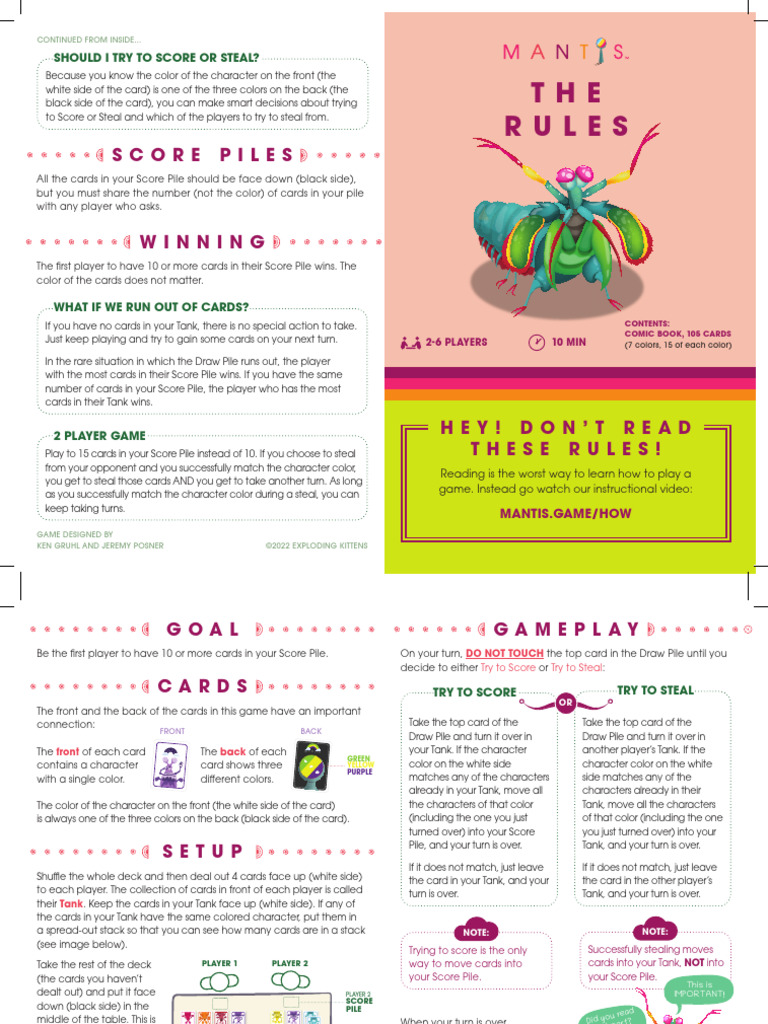 Mantis Game Rules & Strategy Guide | PDF
