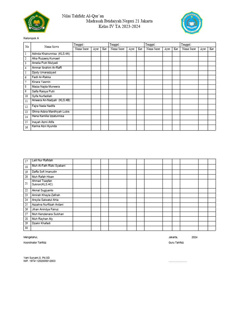 Contoh Format Nilai | PDF