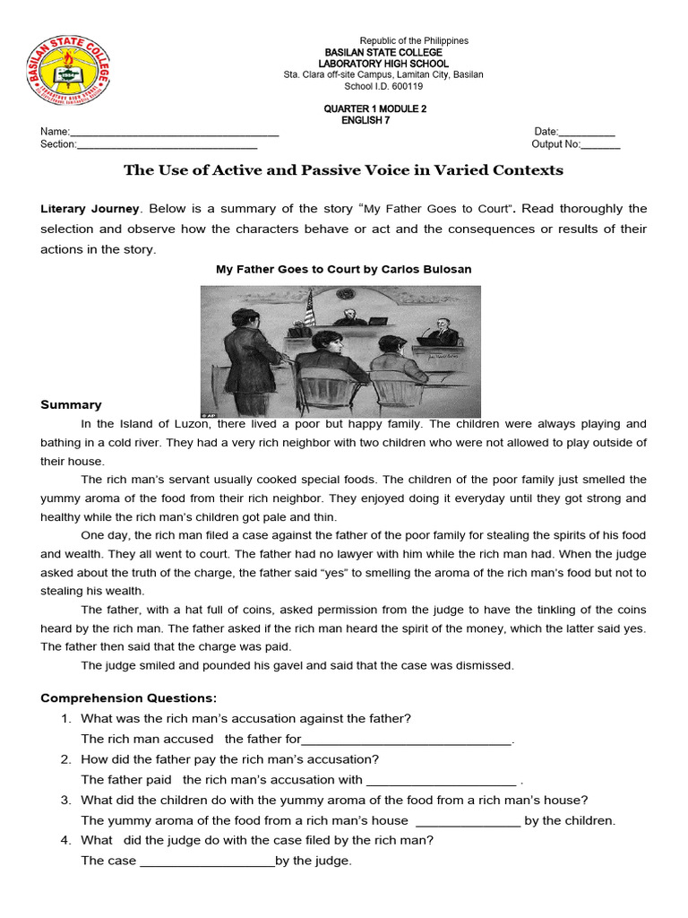 English 7 Quarter 1 Module2 | PDF | Verb | Subject (Grammar)