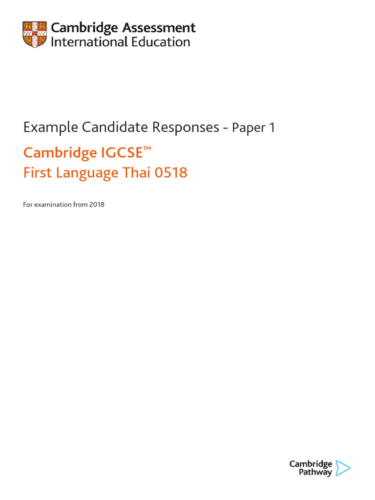 0518 Example Candidate Responses Paper 1 (For Examination From 2018) | PDF
