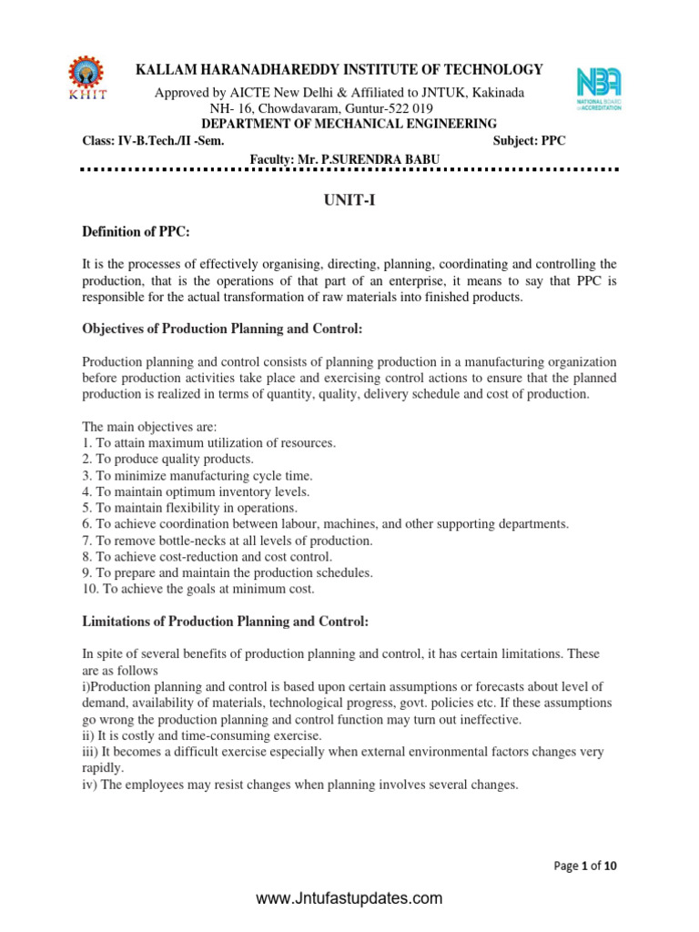 PPC R16-Unit-I | PDF