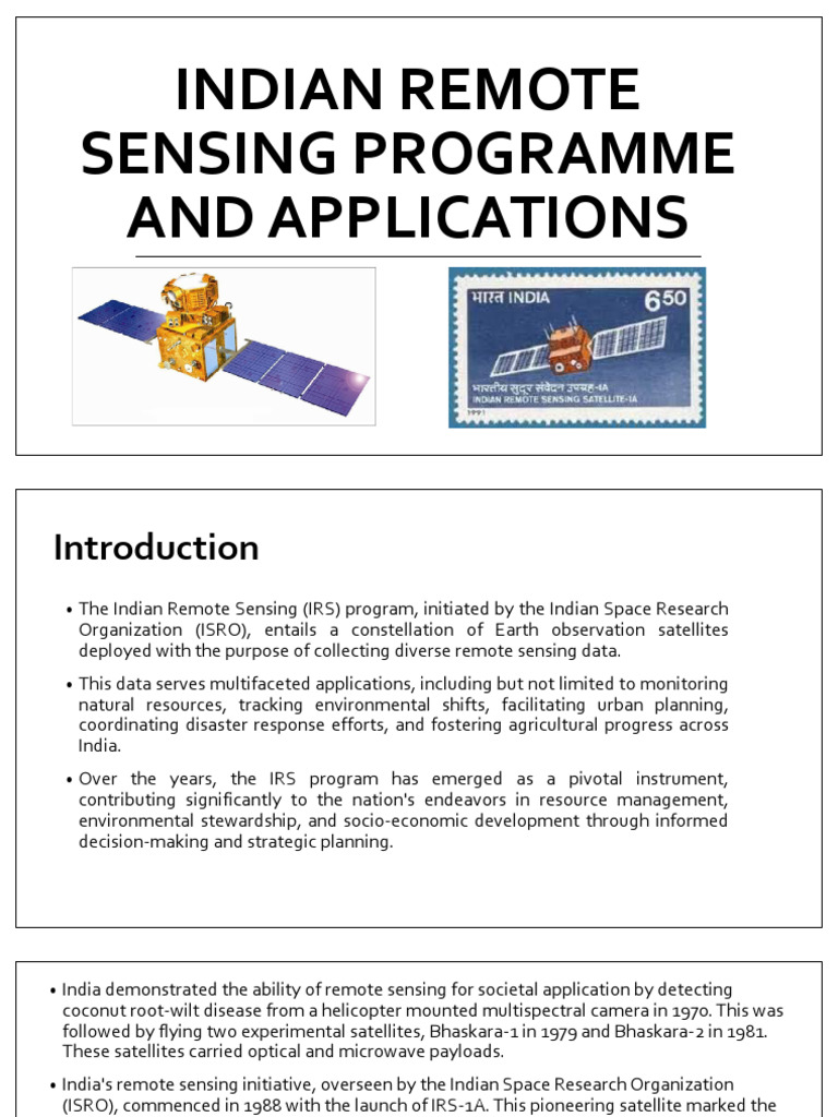 Indian Remote Sensing Satellites and Applications | PDF | Satellite ...