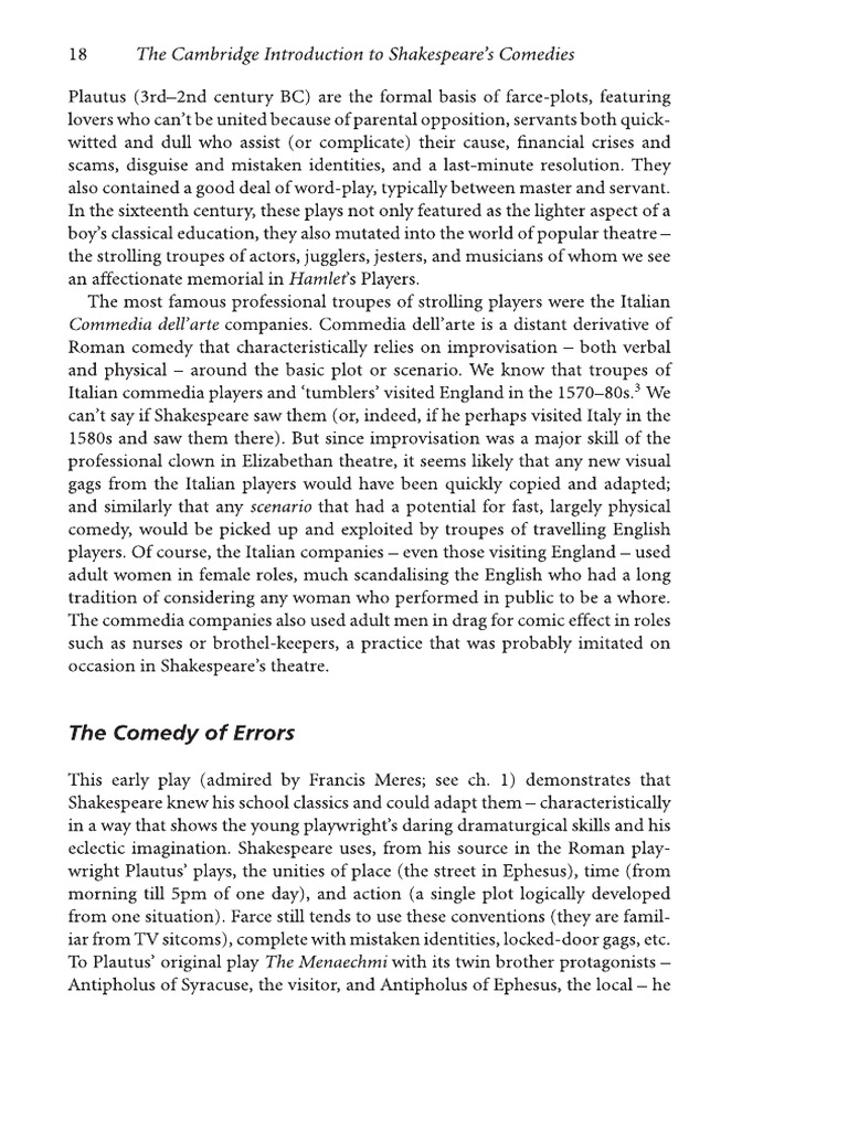 The Cambridge Introduction To Shakespeare's Comedies | PDF