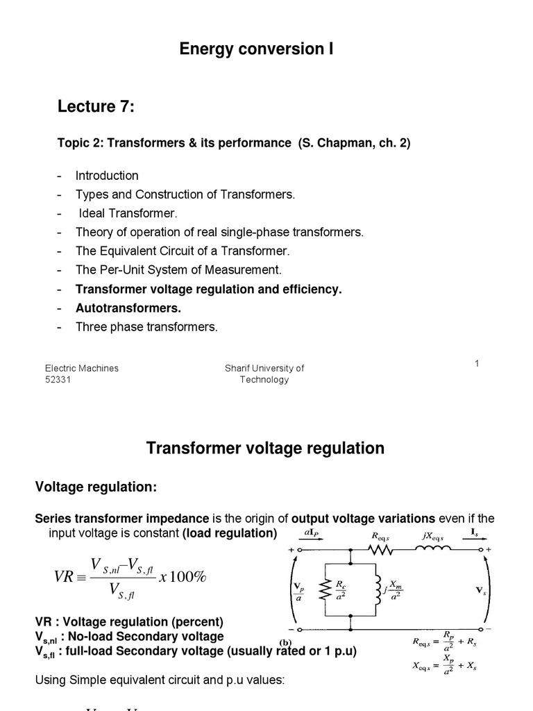 Energy Conversion I: Topic 2: Transformers & Its Performance (S ...