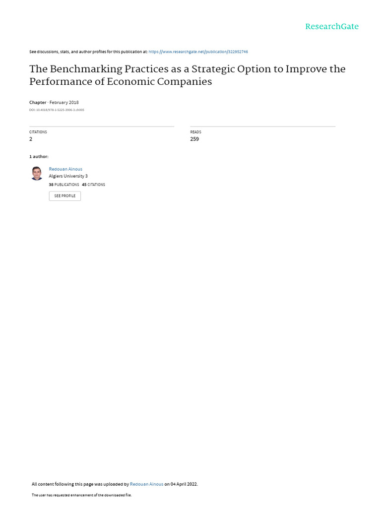 The Benchmarking Practices As A Strategic Option | PDF