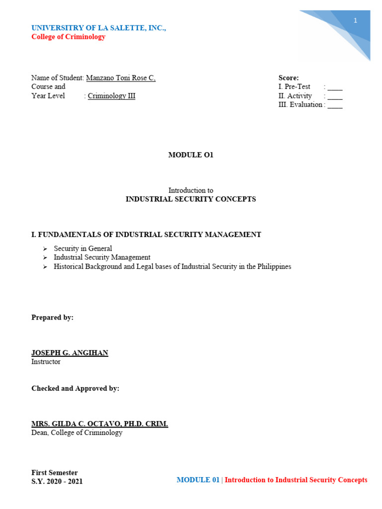 Module 1 - Introduction To Security Concepts | PDF