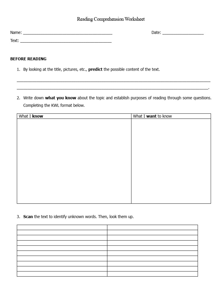Reading Worksheet | PDF | Reading Comprehension | Human Communication
