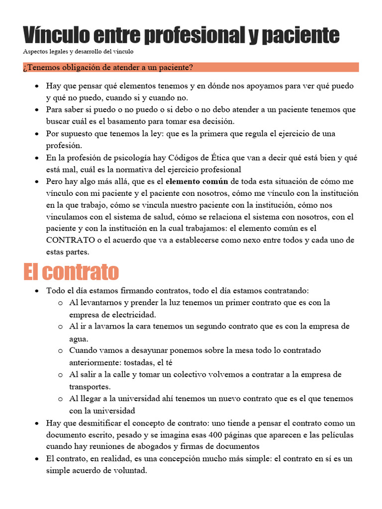 Contrato, Aspectos Legales y El Desarrollo Del Vinculo | PDF | Consentimiento