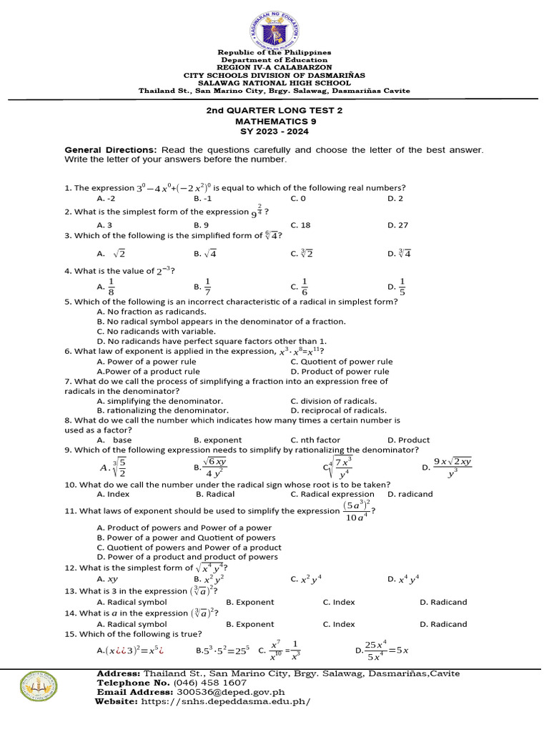 Q2 Long Quiz 2 | PDF | Algebra | Abstract Algebra