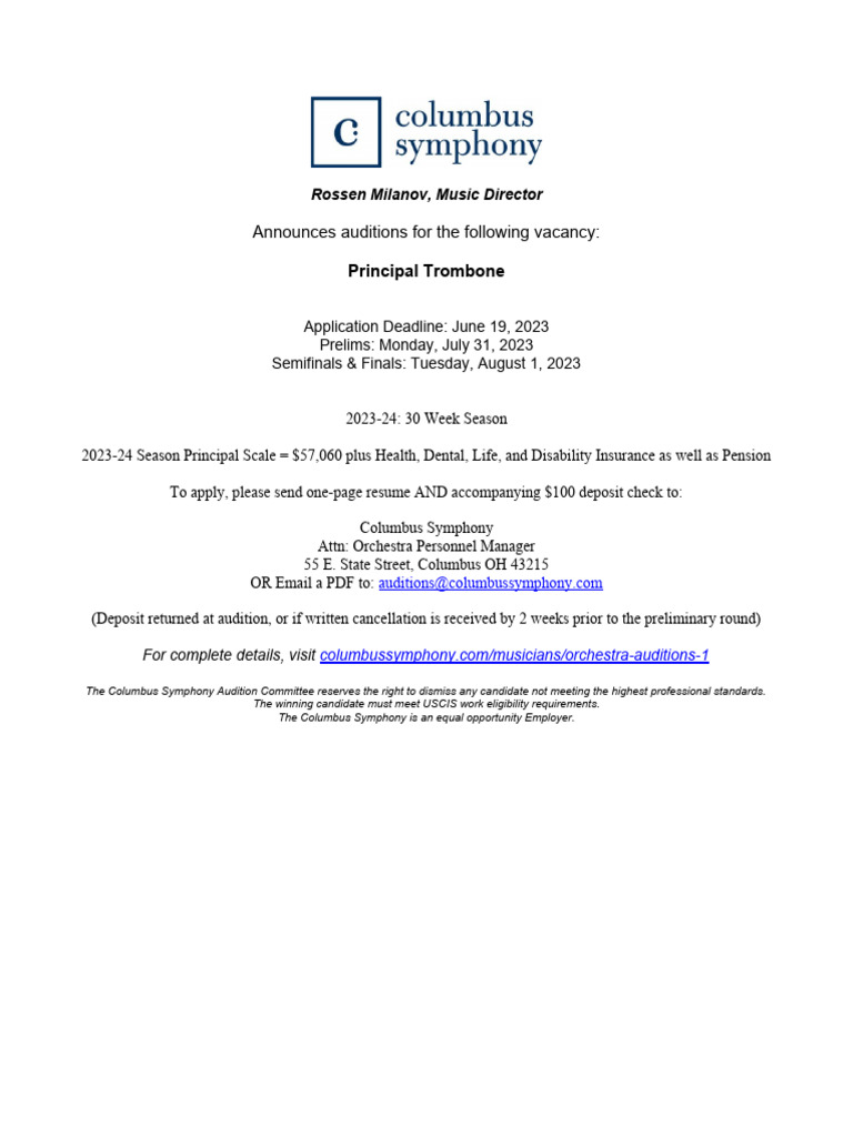 afm-2023-principal-trombone-ad 2 | PDF