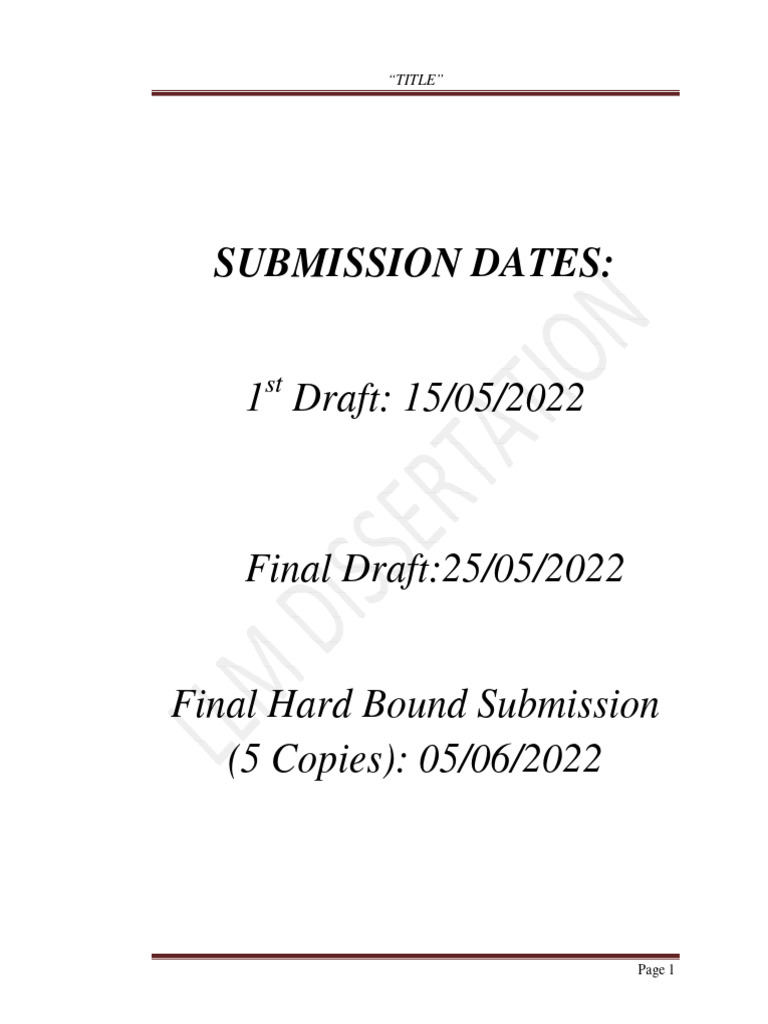 LLM Dissertation Format and Due Deadlines - Final | PDF