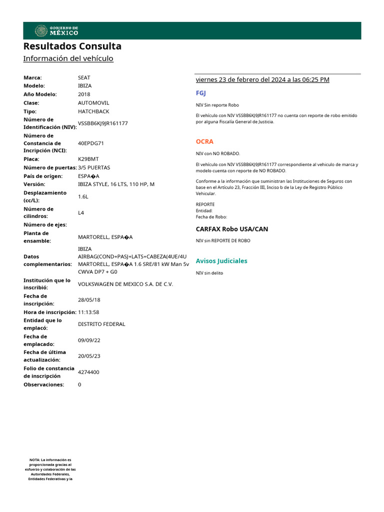 Resultados Consulta: Información Del Vehículo | PDF | Industria ...