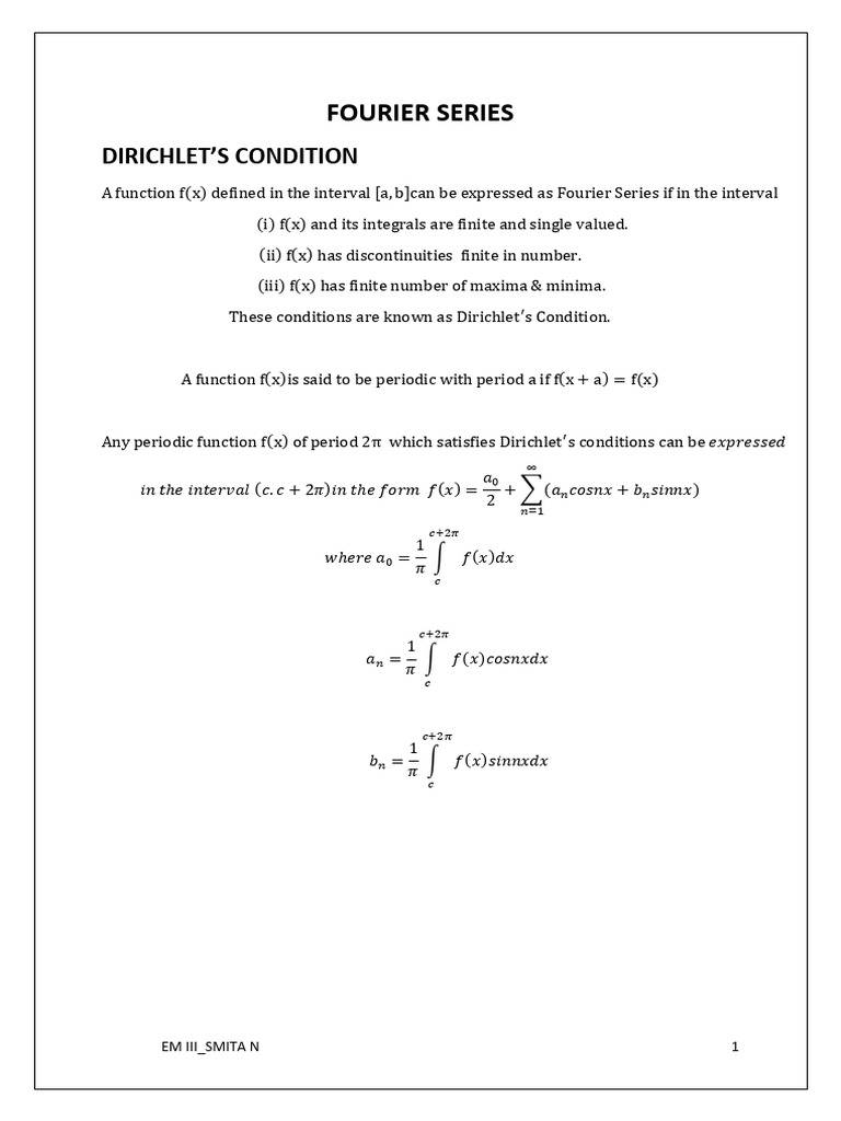 Notes - Fourier Series in (0,2π) | PDF | Mathematics | Analysis