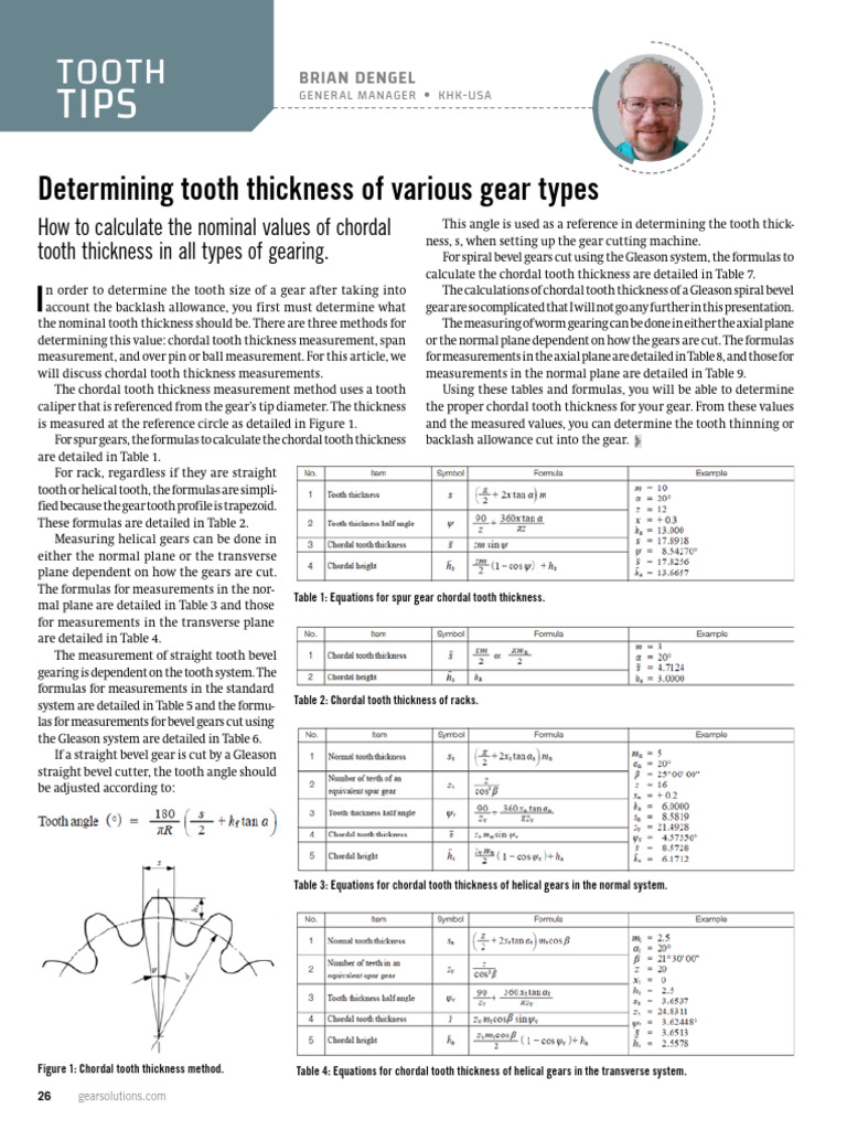 How To Calculate The Nominal Values of Chordal Tooth Thickness in All ...