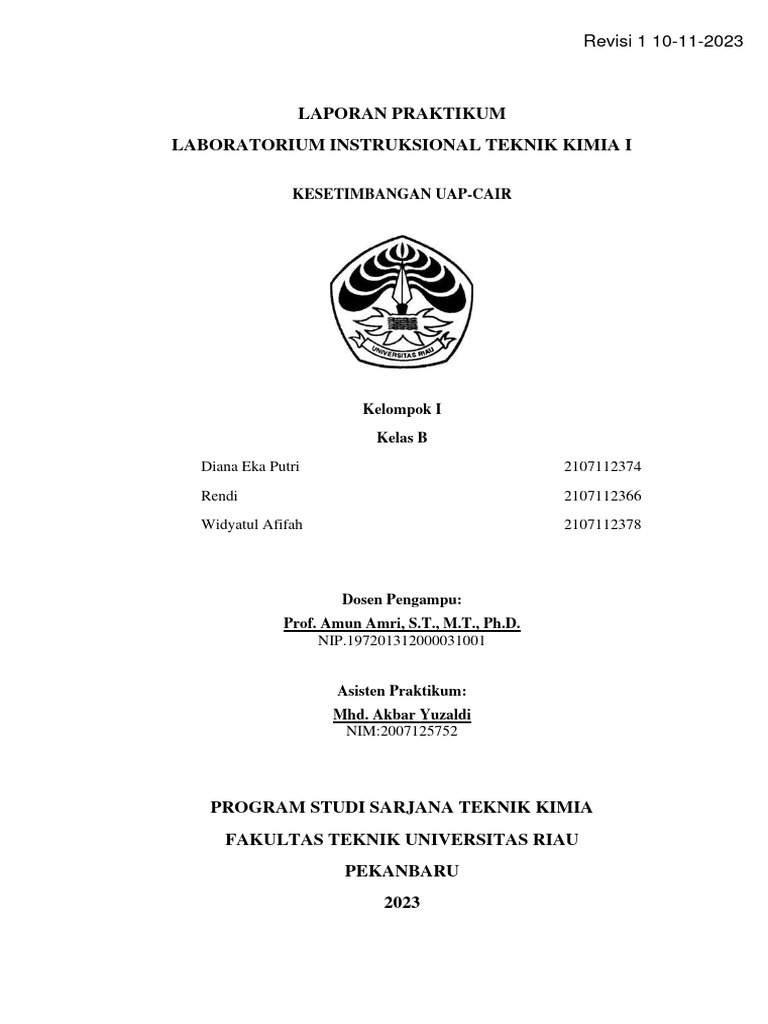 Kesetimbangan Uap Cair | PDF