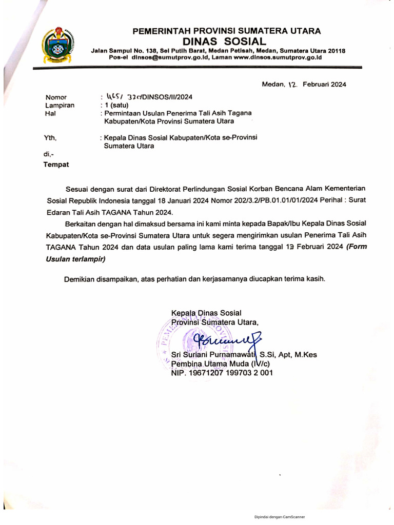 Permintaan SK Usulan Penerima Tali Asih | PDF