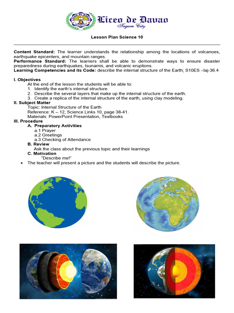 Lesson Plan Science 10 SY - 2022 - 2023 | PDF | Crust (Geology ...