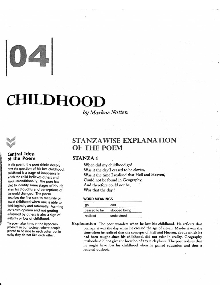 Childhood Poem - 20231125 | PDF