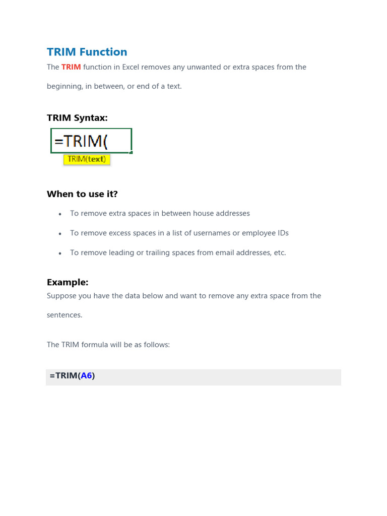TRIM Function | PDF