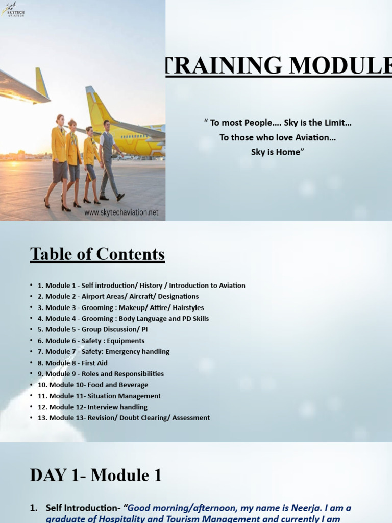 Training Module | PDF | Airport | Flight Attendant