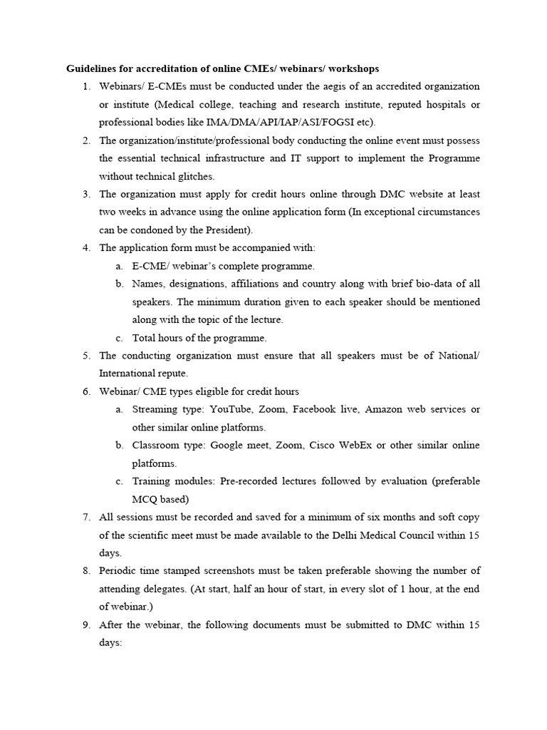 Guidelines For Accreditation of Online CME | PDF | Health Care