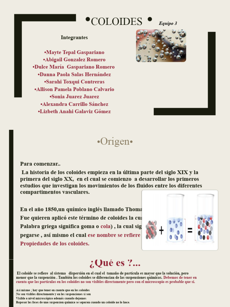 Coloides Exposición | PDF | Coloide | Fases de la materia