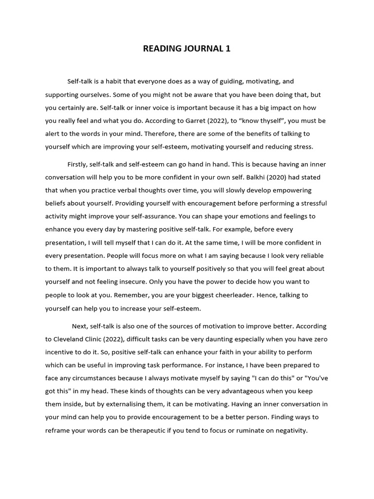 Reading Journal 1 | PDF