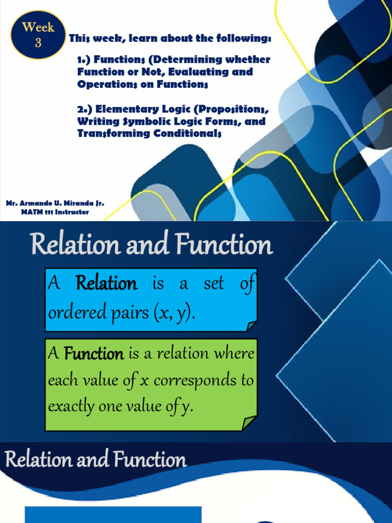 WEEK 4 Functions and Elementary Logic | PDF | If And Only If | Mathematics