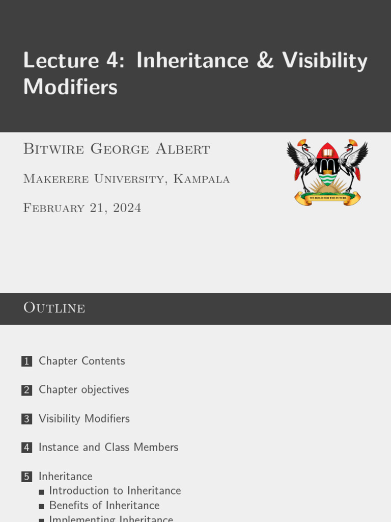 Lecture 4 Inheritance And Visibility Modifiers Pdf