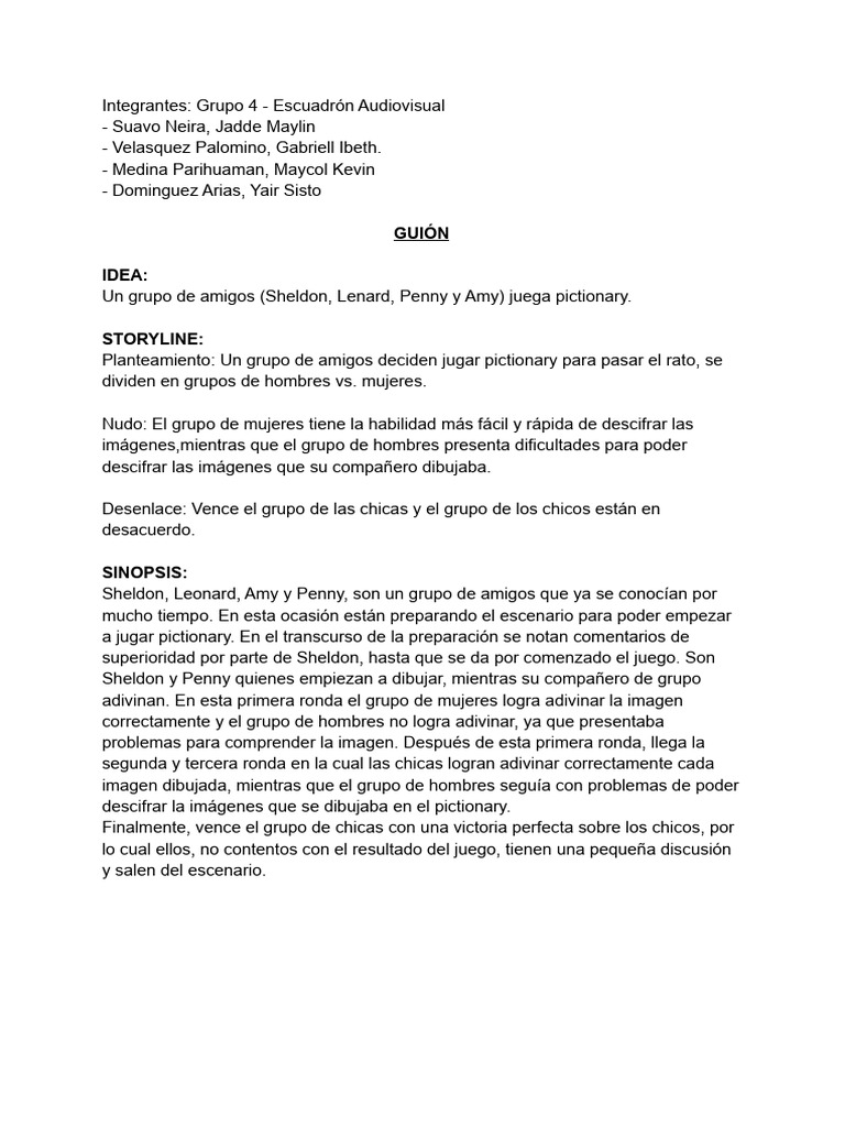GRUPO 4 Escuadrón Audiovisual - Avance de Guion 5 Minutos | PDF