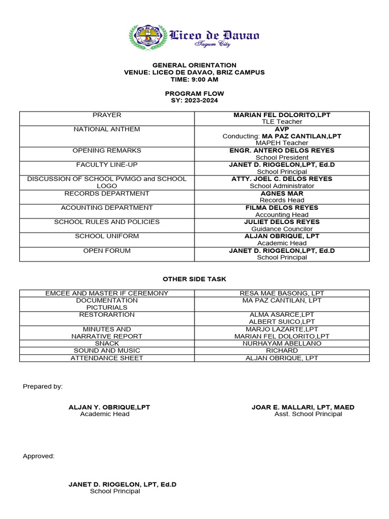 Program Flow Gen Orientation Pdf