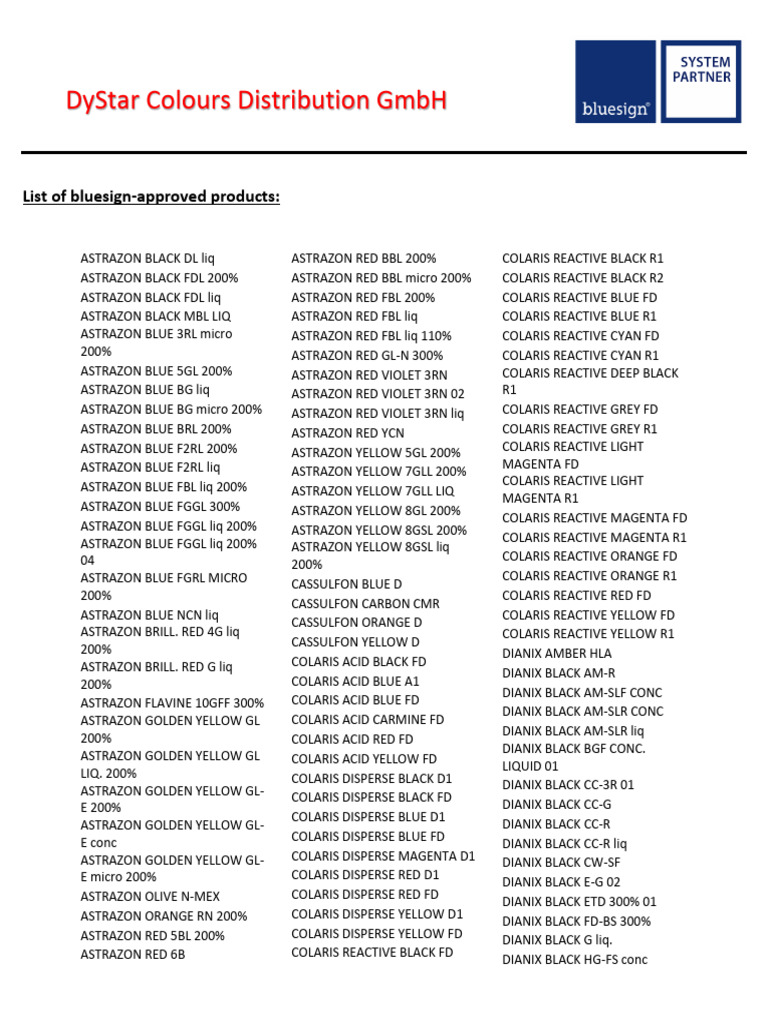 DyStar Colours Distribution GMBH | PDF | Yellow | Magenta