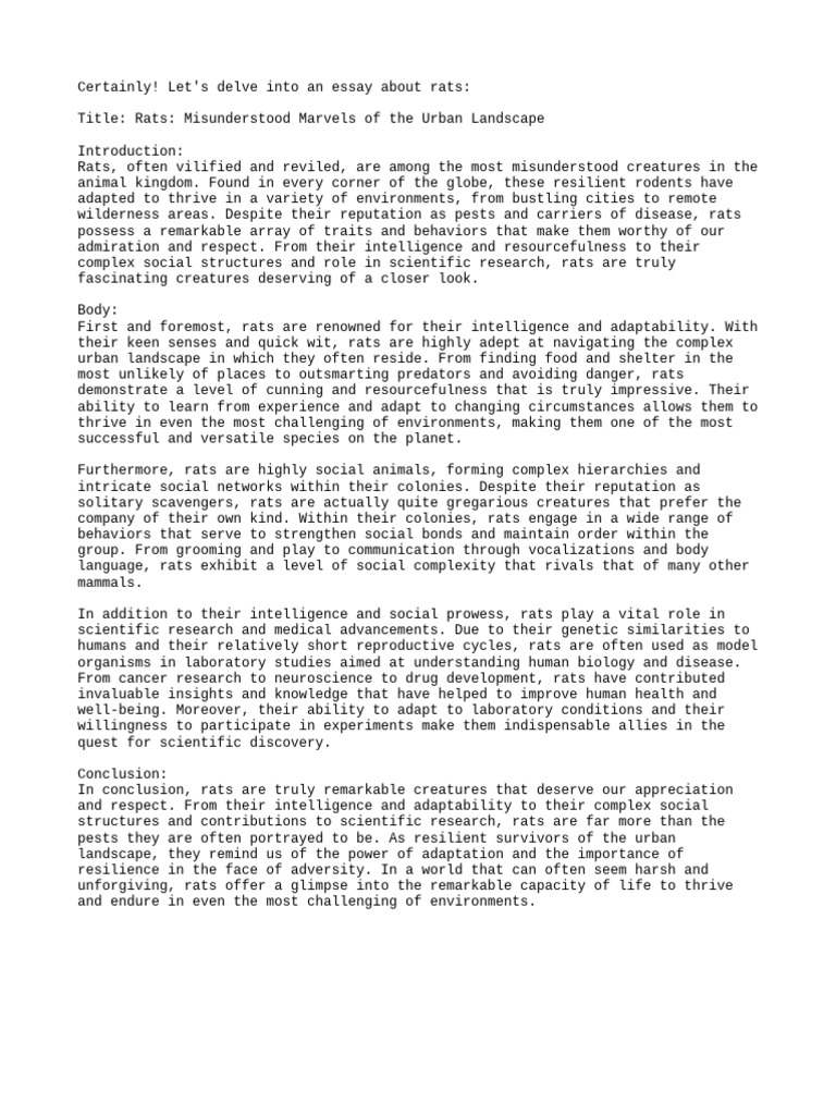 Essay Rats | PDF | Rat | Intelligence
