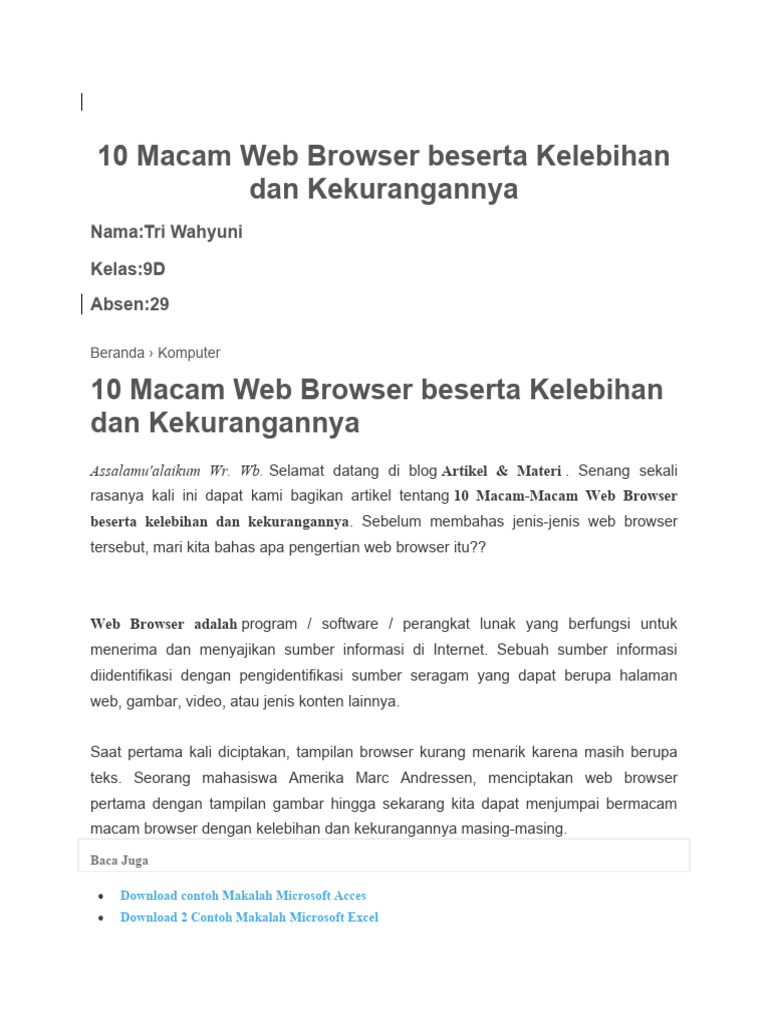 10 Macam Web Browser Beserta Kelebihan Dan Kekurangannya | PDF