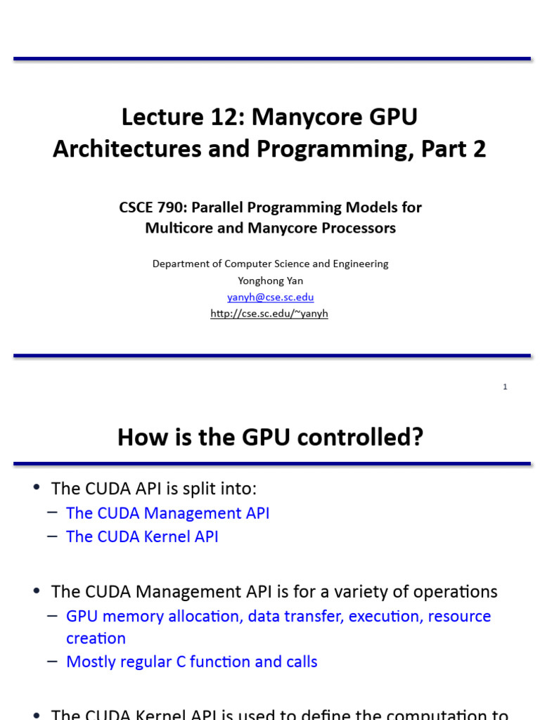Lecture12 GPUArchCUDA02-CUDAMem | PDF | Cpu Cache | Thread (Computing)