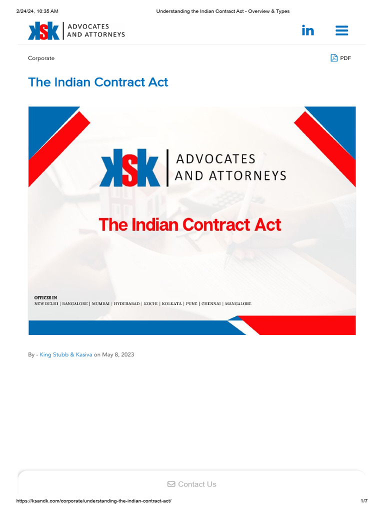Understanding The Indian Contract Act - Overview & Types | PDF | Breach ...
