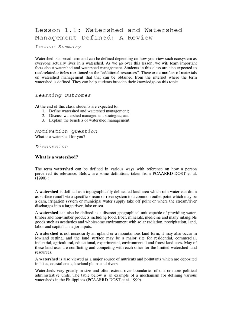 Lesson 1. 1 Watershed Review | PDF | Drainage Basin | River