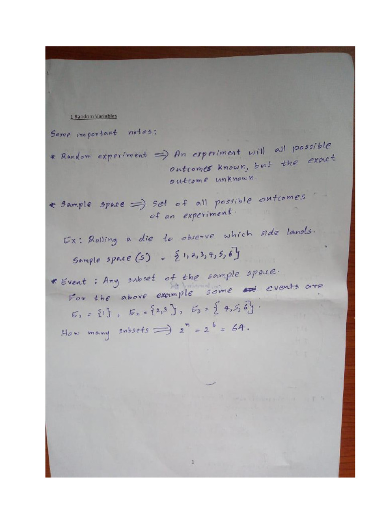 1) Random Variable | PDF 1) Random Variable | PDF