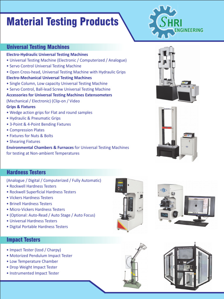 Material Testing Products Catalogue | PDF | Machines | Hardness