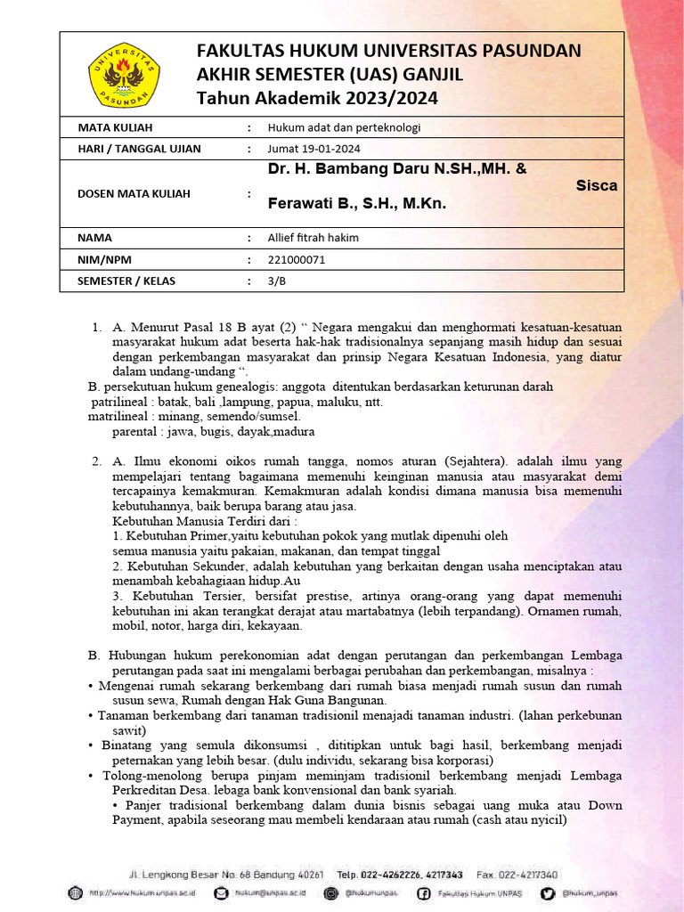 Lembar Jawaban UAS 3 | PDF