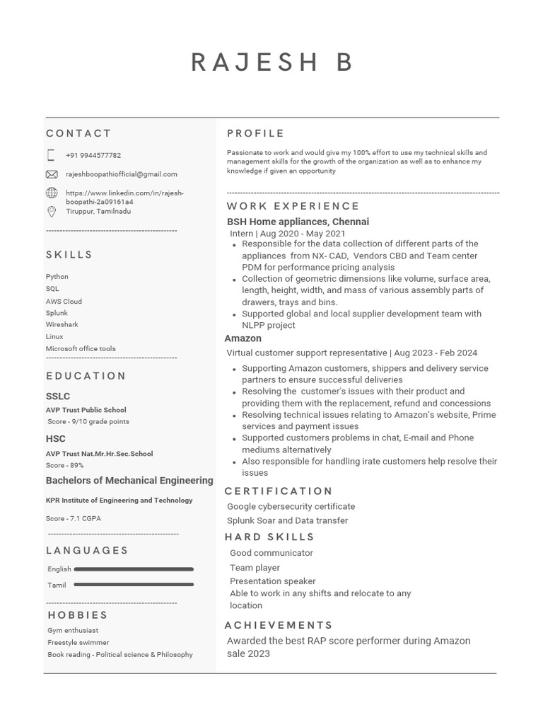 Rajesh' Resume 2024 | PDF | Information Technology | Computing