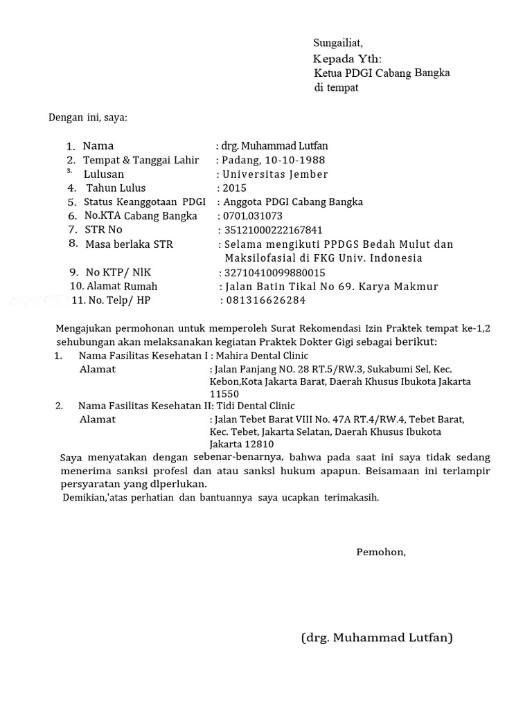 5 Januari 2024 Surat Permohonan Rekom SIP | PDF